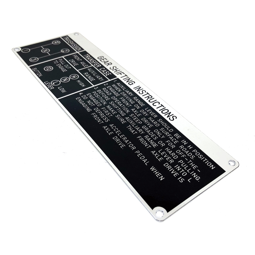 GEAR SHIFTING INSTRUCTIONS PLACARD : 40-SERIES LAND CRUISER (3-SPEED ...
