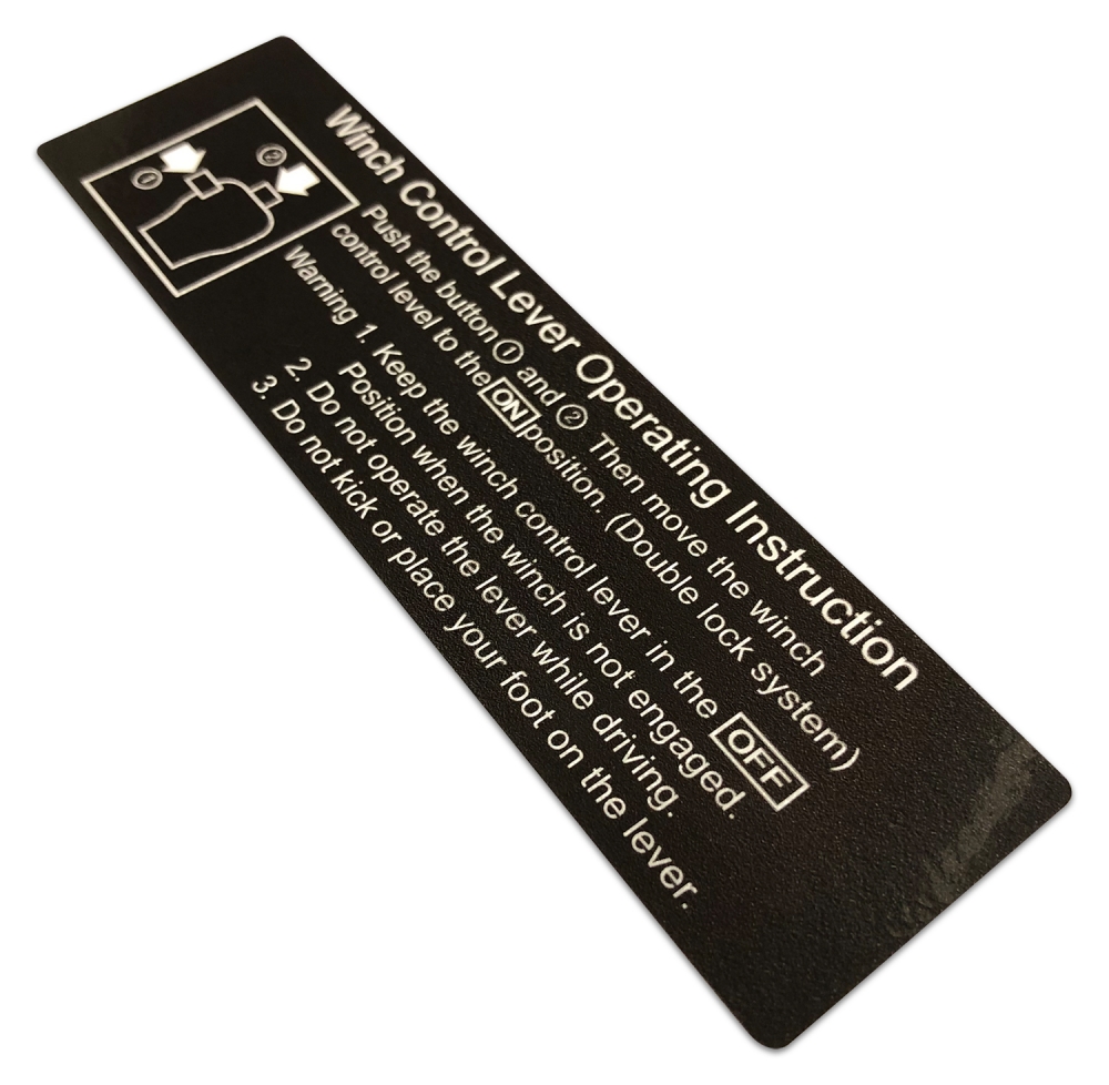 PTO WINCH LEVER OPERATING INSTRUCTION DECAL : 60-SERIES LAND CRUISER