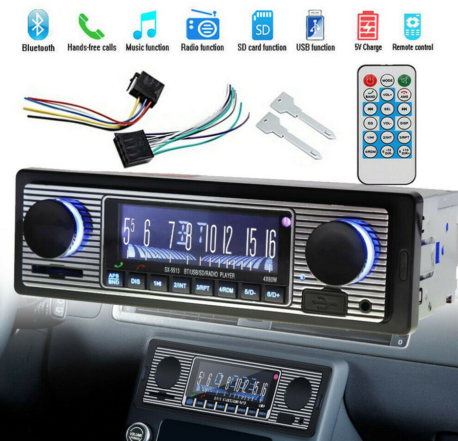 UNIVERSAL DIN BLUETOOTH FM USB MP3 CLASSIC-STYLE CAR RADIO